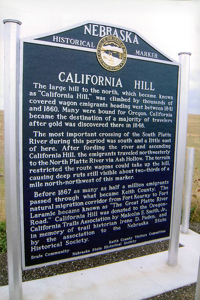 Nebraska Historical Marker: California Hill - E Nebraska History Nebraska Historical Marker: California Hill - E Nebraska History
